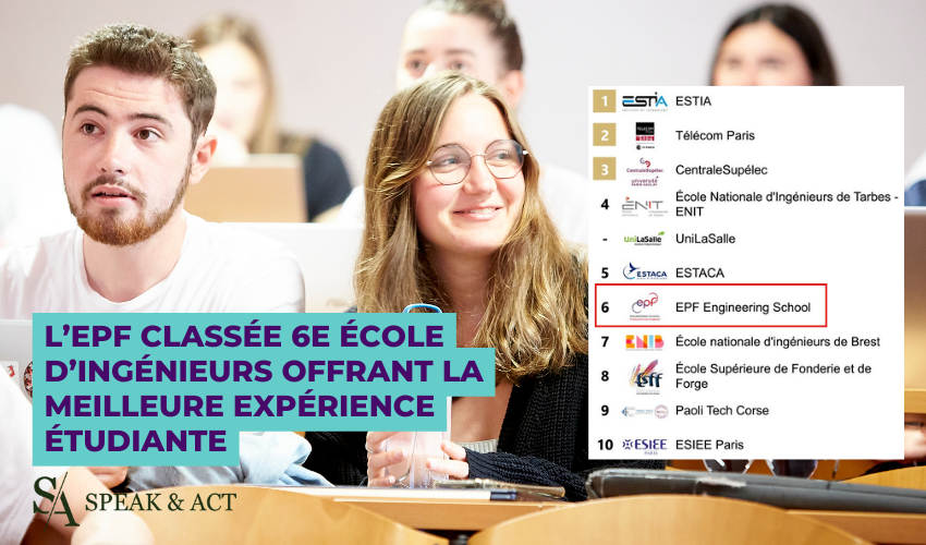 L’EPF Engineering School reconnue pour la qualité de son expérience étudiante par Speak & Act | EPF